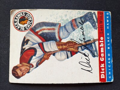 1954-55 Topps Hockey Card # 1 Dick Gamble - Chicago Black Hawks (VG) | eBay