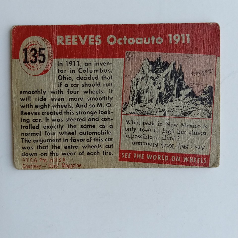 Topps World On Wheels Trading Cards — Vintage 1954-1955 Lot of 9; Cars ...