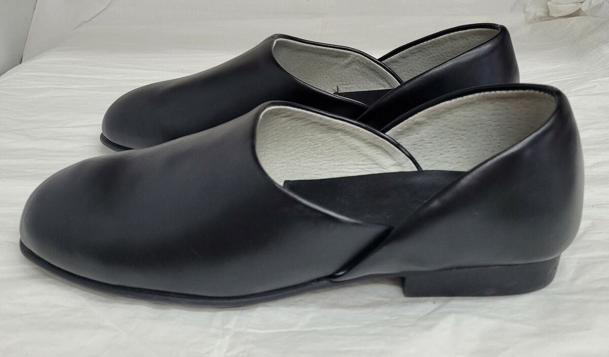 L.B. EVANS Black Leather Radio Tyme II Casual Slippers Shoes L.B. EVANS Black Leather Radio Tyme II Casual Slippers Shoes