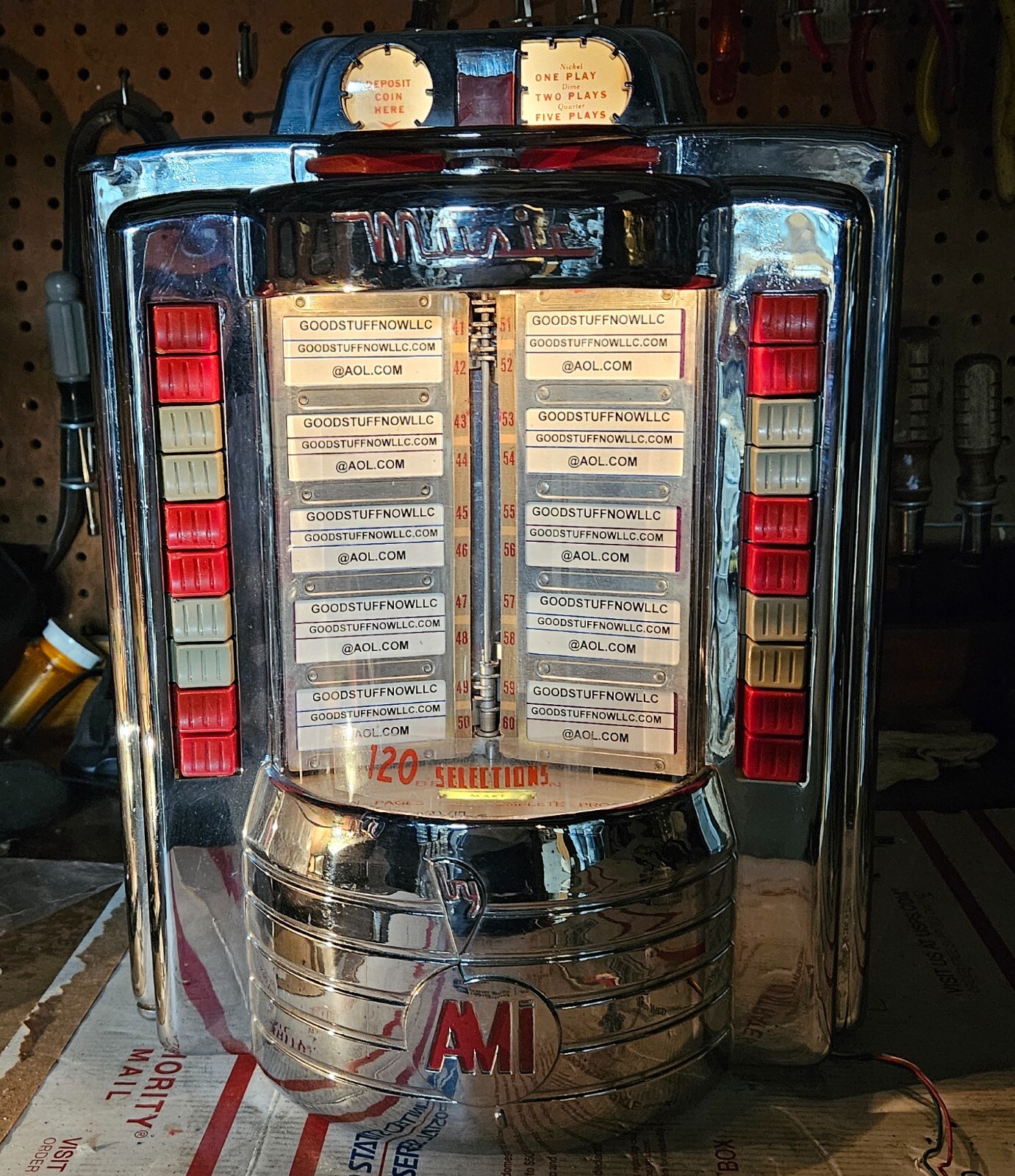 AMI W-120 (DELUXE CHROMED INTERIOR) JUKEBOX WALLBOX STOCK #5221 | eBay