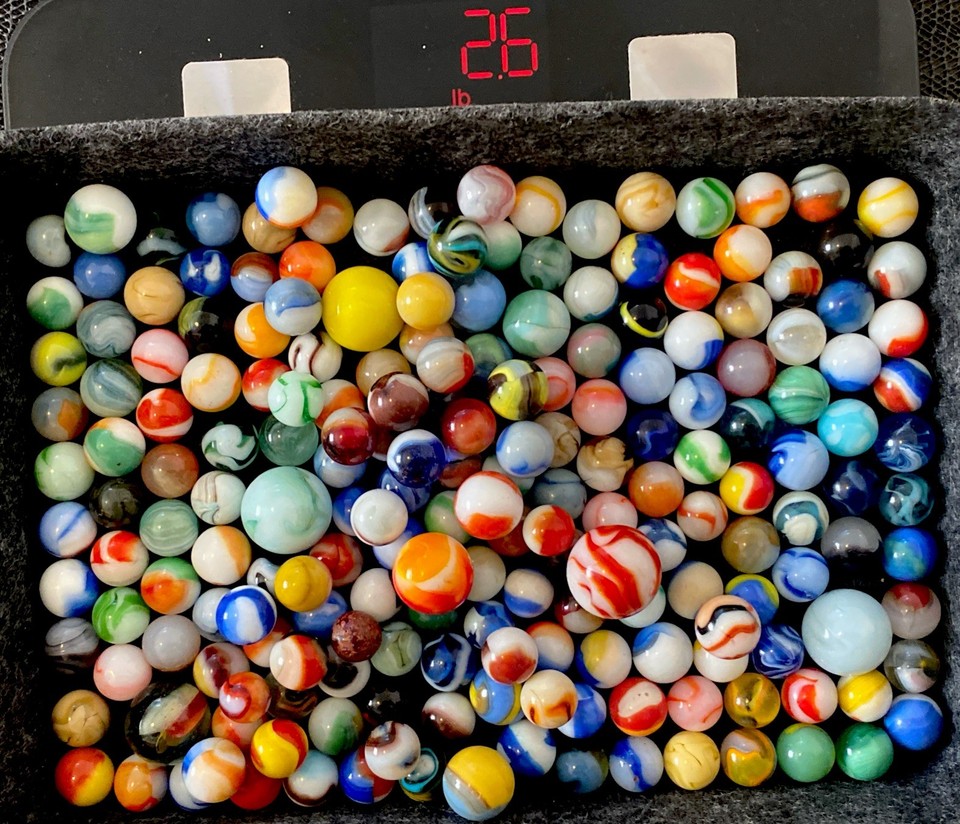 😎Vintage Marbles-2.8 Pounds Of Collectors Marbles-VG+ NM+ Only 2 Have ...