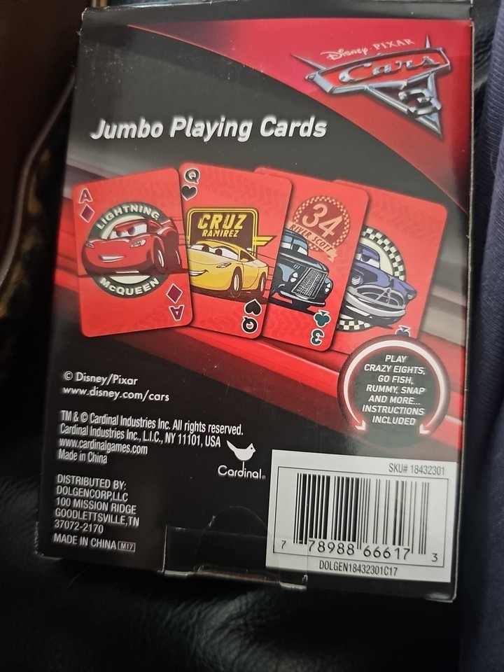 Disney Pixar Cars 3 Jumbo Deck Of Playing Cards COMPLETE | eBay