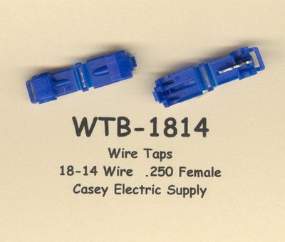 50 BLUE T-Tap SPLICES Wire Taps FEMALE Terminal Connectors #18-14 Wire ...