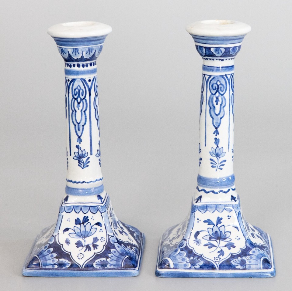 Vintage Dutch Delft Candlesticks | eBay