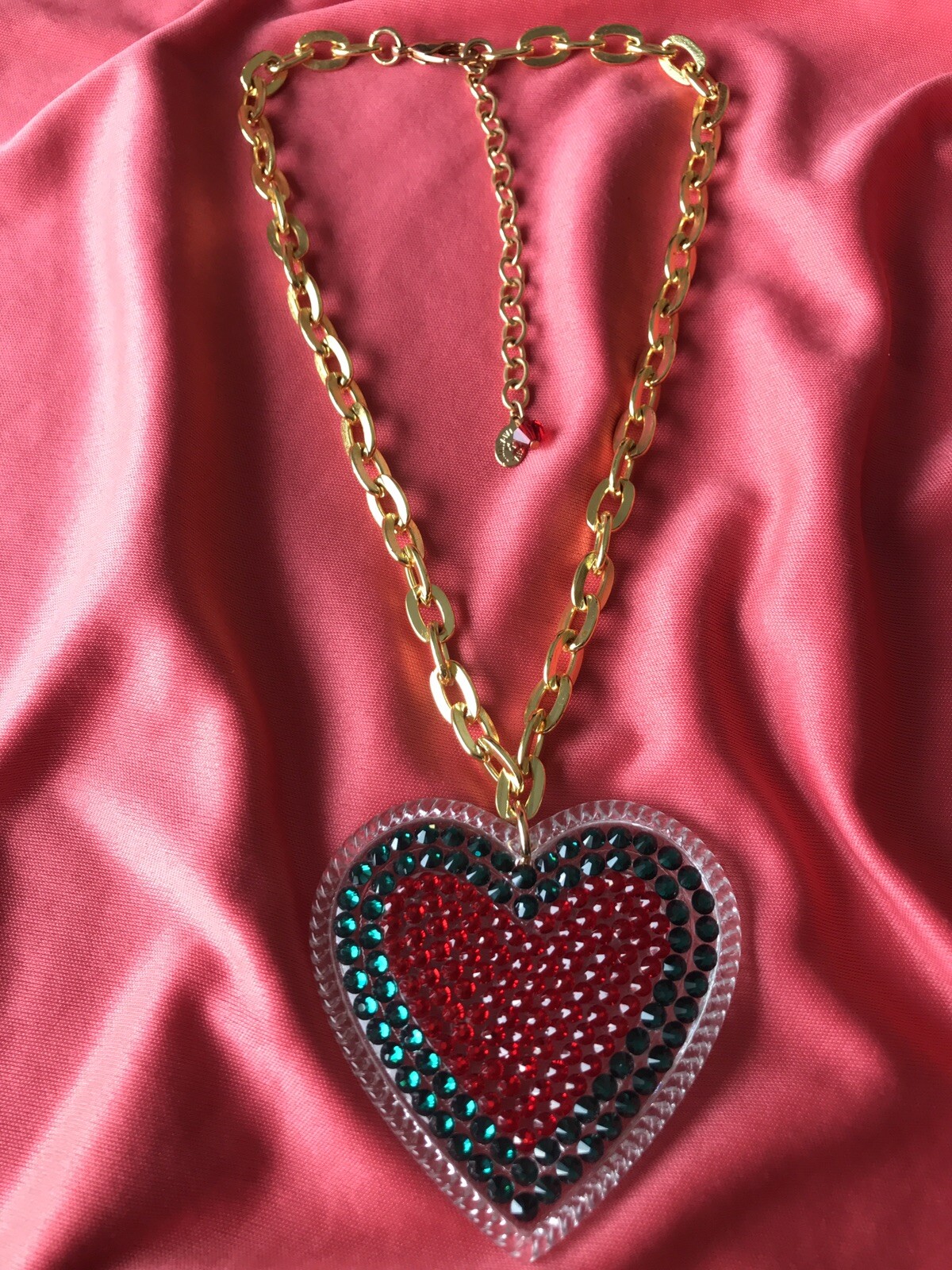 Tarina Tarantino HUGE Big Love Red Green Gold Heart Swarovski Crystal ...