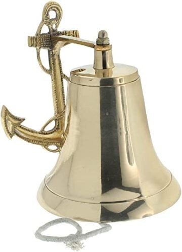 7" Brass Ship Bell with Anchor Hanging Bracket | eBay