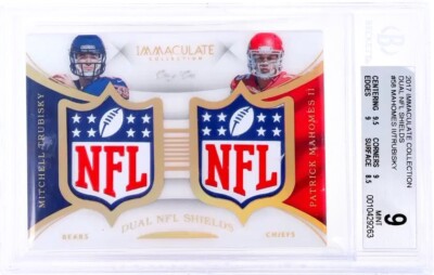 2017 Panini Immaculate Dual NFL Shield Patrick Mahomes Trubisky 1/1 ...