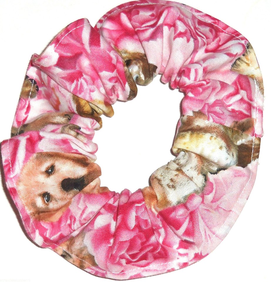 Hair Scrunchie Tie Ponytail Holder Dog Cat Paw Print Fabric Scrunchies ...