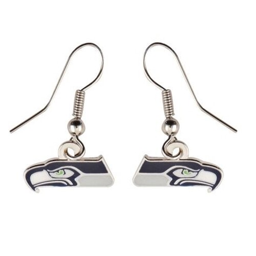 Seattle Seahawks Football NFL Team Logo Charm Silver Dangle Earrings ...
