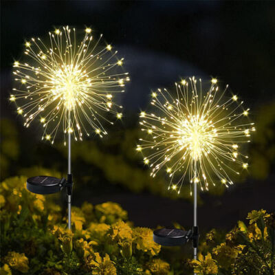 120/150LED Solar Power Firework Garden Path Light Starburst Stake ...