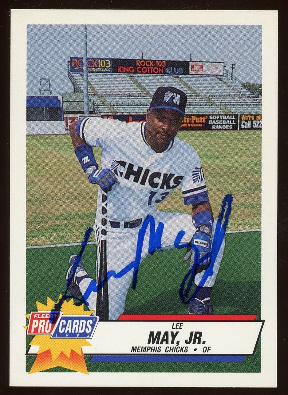 1993 Memphis Chicks LEE MAY JR Signed Card autograph AUTO ROYALS METS ...