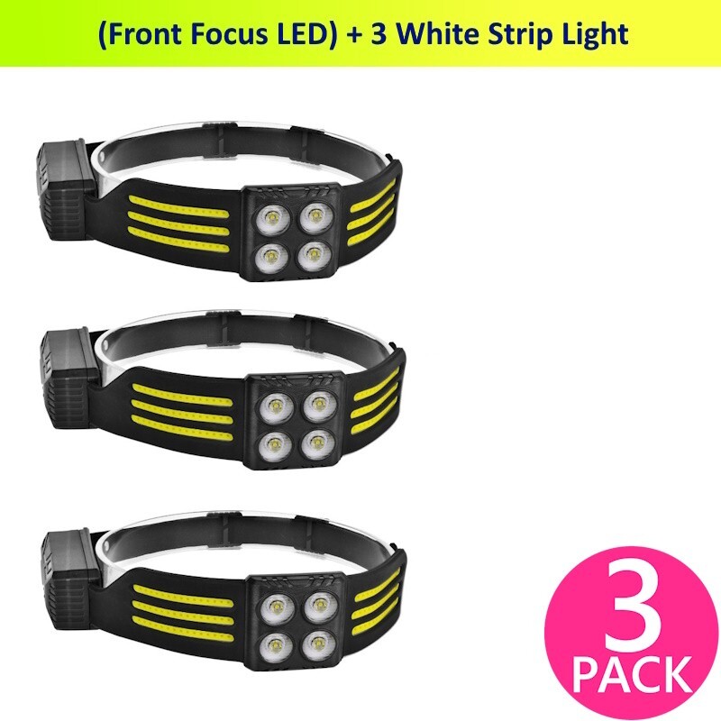 COB LED Headlamp USB Rechargeable Headlight Torch Work Light Bar Head ...