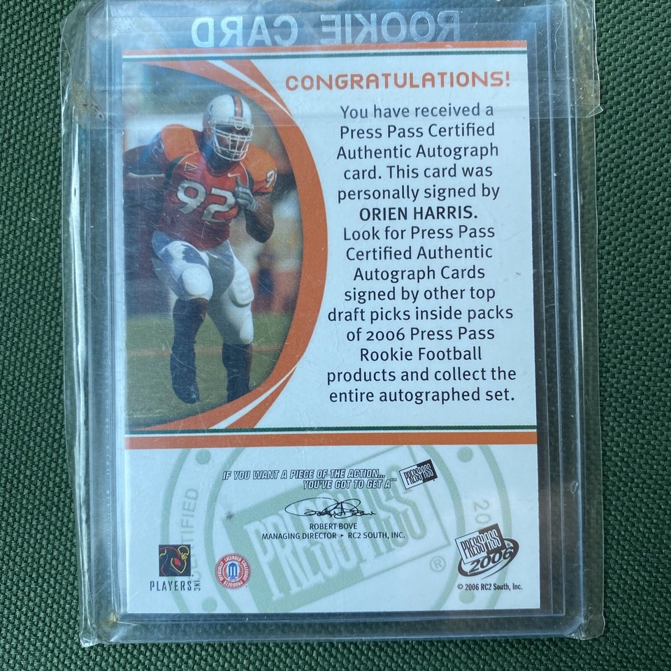 2006 Press Pass Authentics Football Orien Harris Auto Autograph Rookie ...