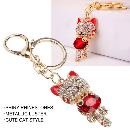 Key Chains Cat Style Metallic Luster Shiny Rhinestones Red Decorative ...