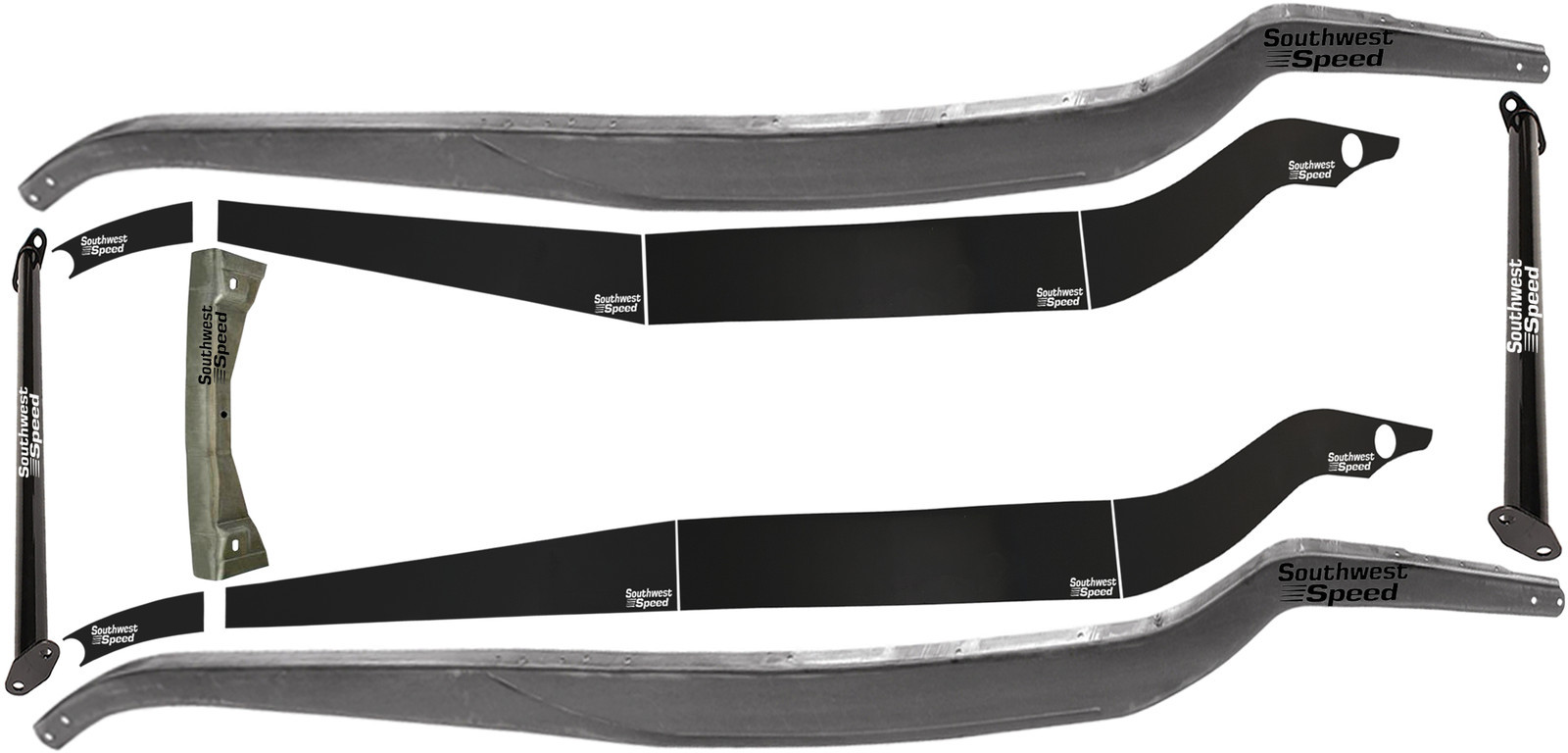 NEW 32 FORD FRAME RAIL & BOXING PLATE KIT,BLACK SPREADER BARS,DROP ...