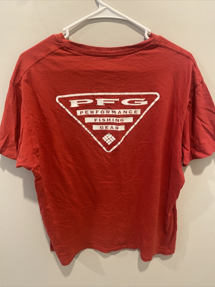 Columbia PFG T-Shirt Size L Red Double Sided Fishing Short Sleeve ...