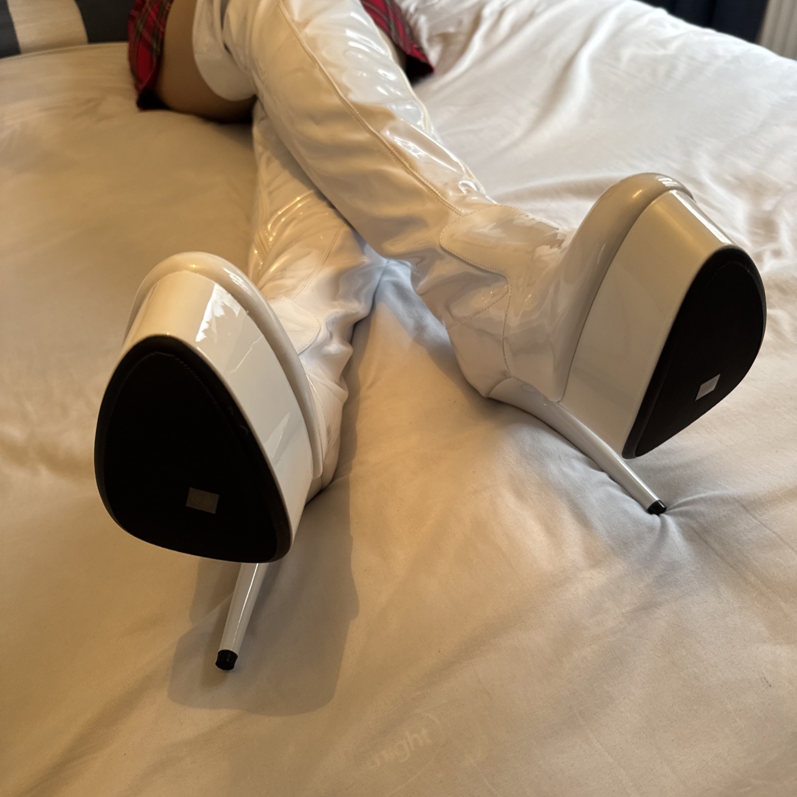 White platform thigh high platform stiletto boots Size 9 EU 43 new with ...