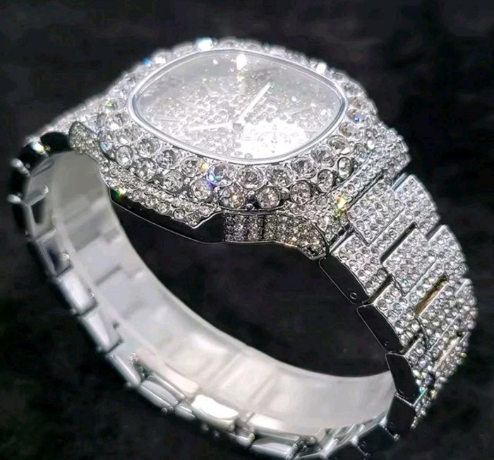 VVS Full Ice Date Special Minute Hand Iced Out Diamond Simulated Watch ...