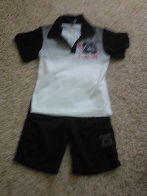 VERY CUTE BOYS 2 PC SHORTS SHIRT SET SIZE XS 4-5 BLACK / WHITE | eBay