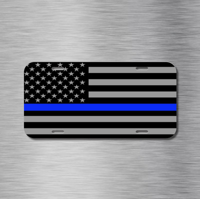 Thin Blue Line Police Flag Vehicle License Plate Front Auto Blue Lives ...