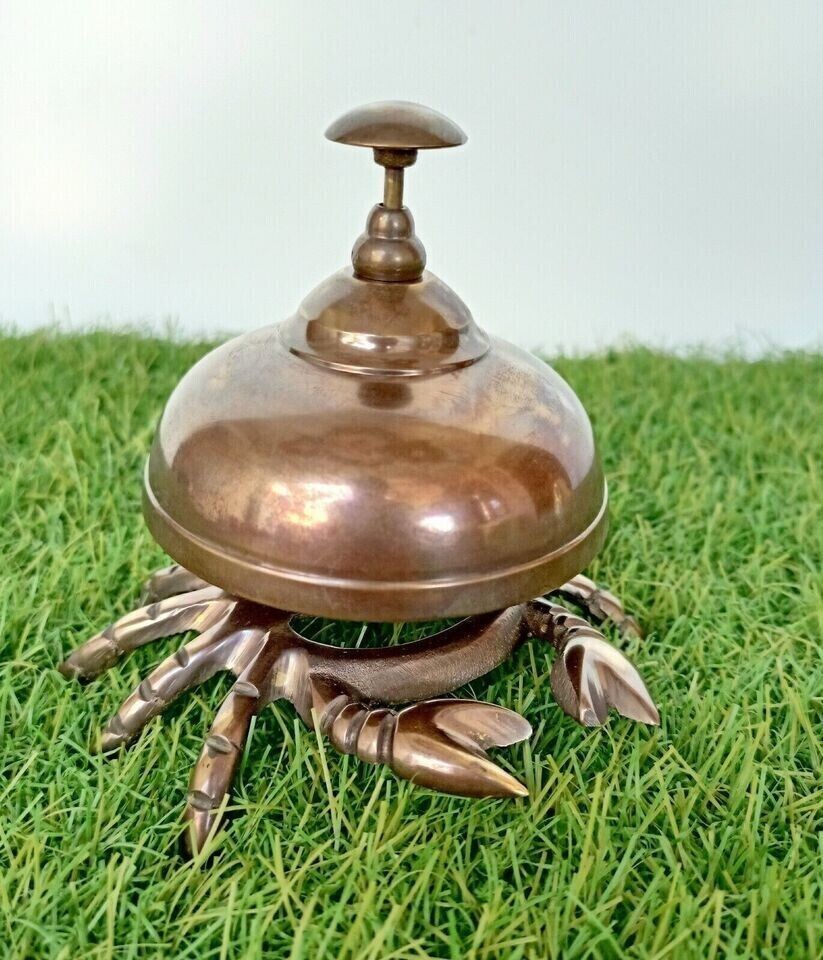 Vintage Antique Brass Crab Bell Hotel Counter Reception Bell Office ...