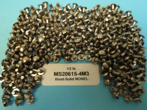 MS20615-4M3 MONEL Solid Rivet Aircraft Aviation Aerospace Lot (1/2 lb ...