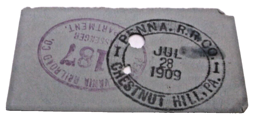 1909 PENNSYLVANIA PRR TICKET CHESTNUT HILL TO WHITE RIVER JUNCTION ...