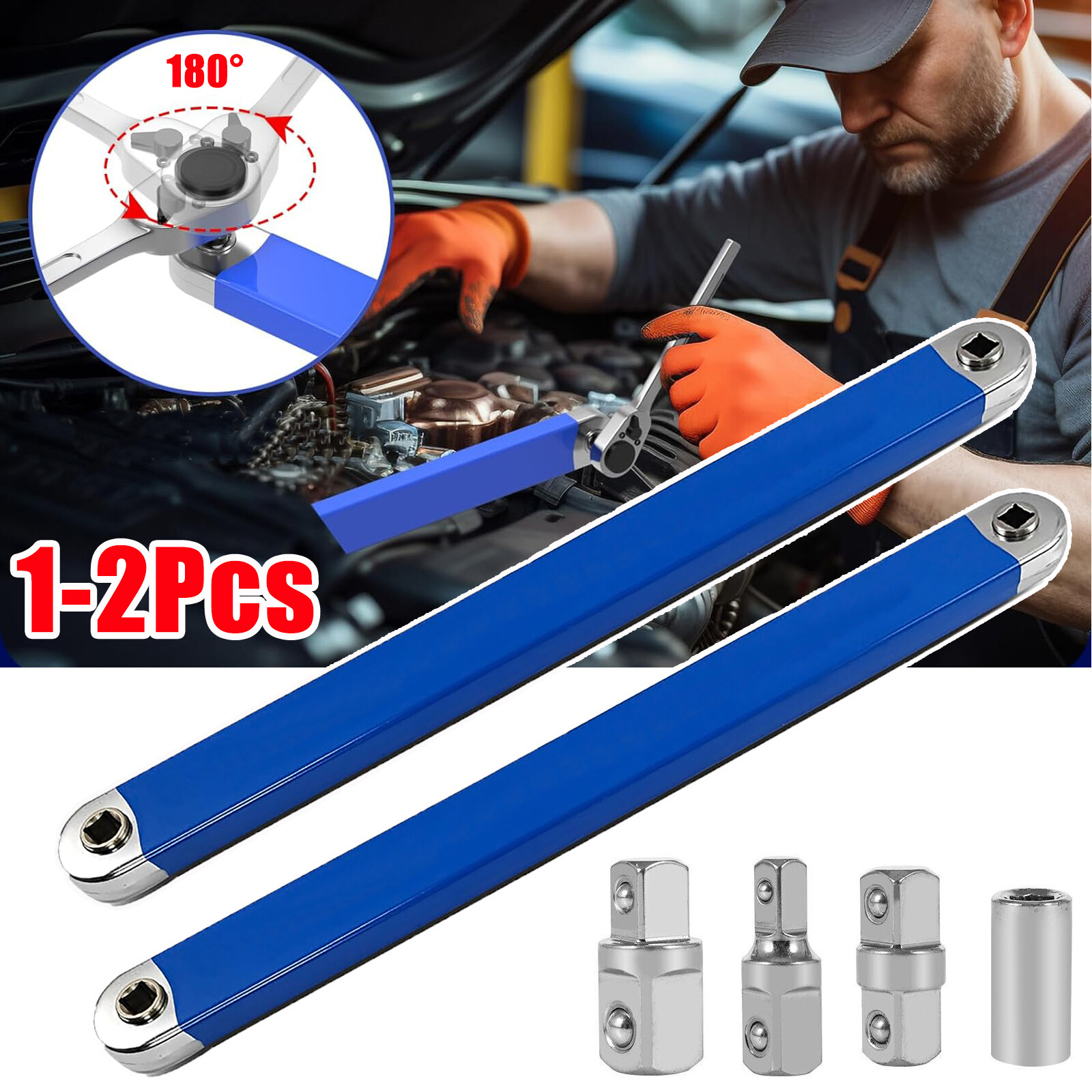 1/2Pcs Offset Extension Wrench Set Ratchet Spanner Wrench with Extender ...