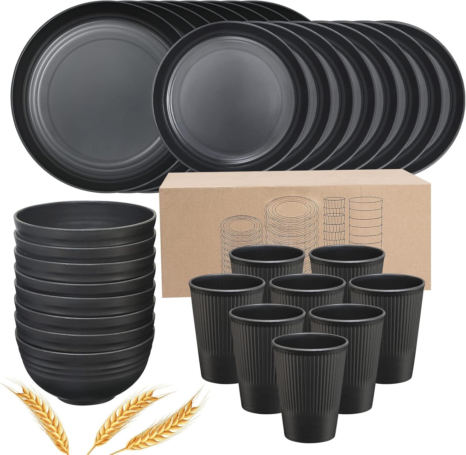 Plates and Bowls Sets for 8, 32-Piece Kitchen Dinnerware Set for 8 ...