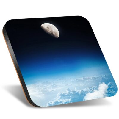 1x Square Coaster 12cm Moon in Space Earth Planet #63209 | eBay UK