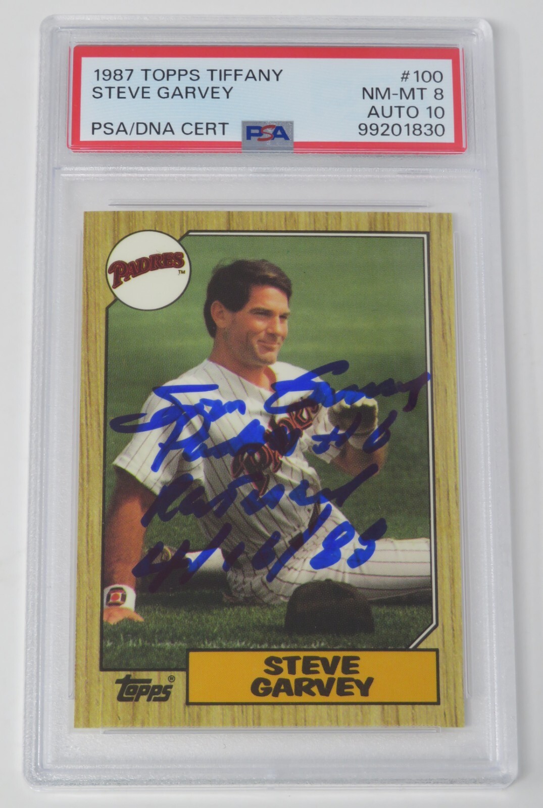Steve Garvey PADRES Signed Autograph 1987 Topps Tiffany Card w/ insc ...