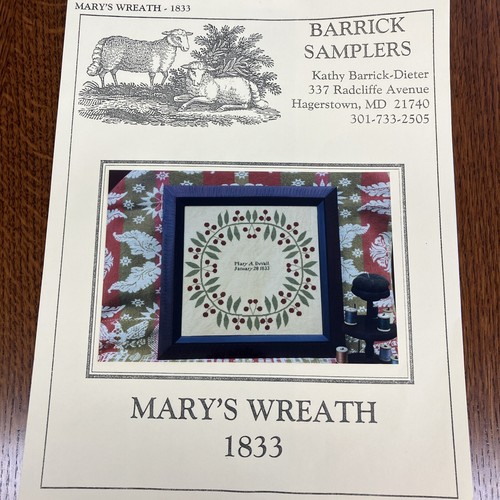 Barrick Samplers MARY'S WREATH 1833 Counted Cross Chart-Kathy Barrick ...