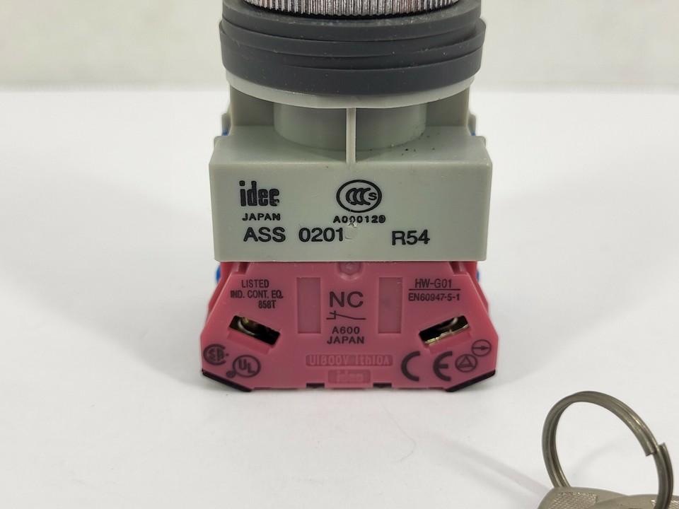 IDEC ASS-0201 R54 Key Two Posistion Switch Selector w/ HW-G01, NC & HW ...