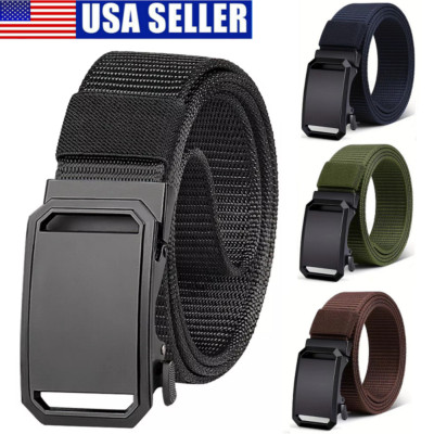 Mens Ratchet Belt Nylon Web Belts for with Automatic Slide Buckle ...