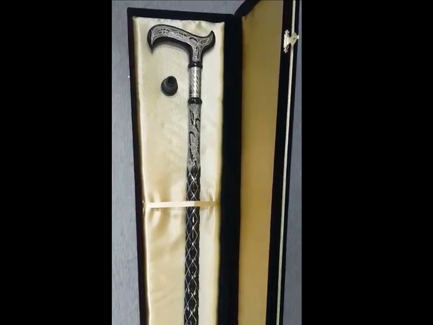 Embroidered and Silver Detailed Wooden Cane, Special Handmade Walking ...