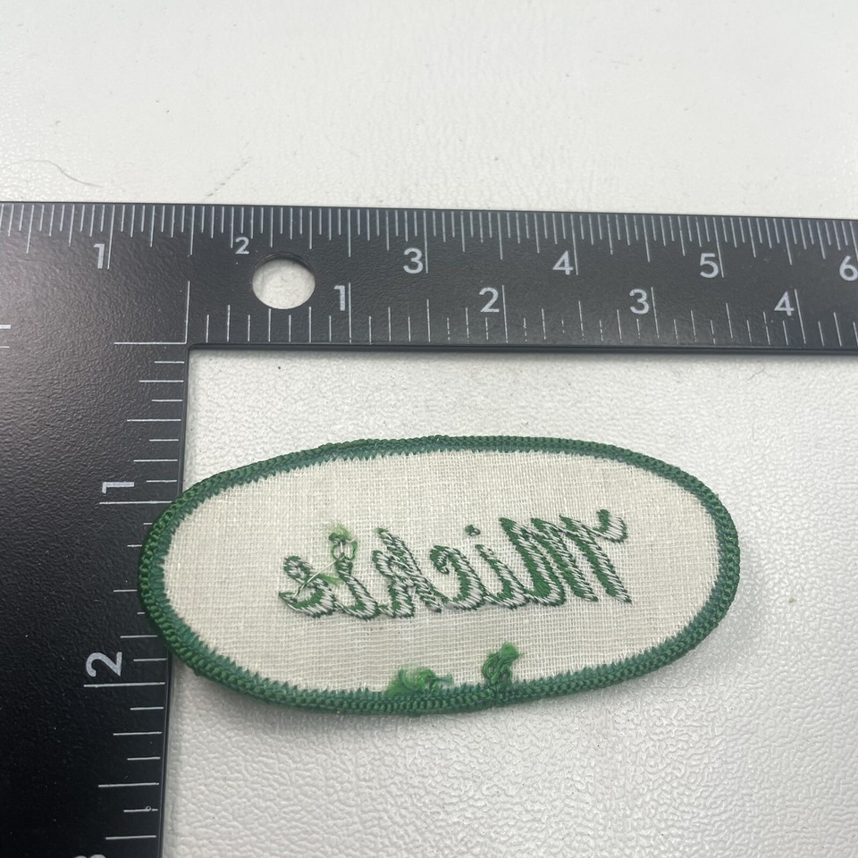 Oval Uniform Patch MICKIE Name Patch Kinda Fancy Cursive Green Letters ...