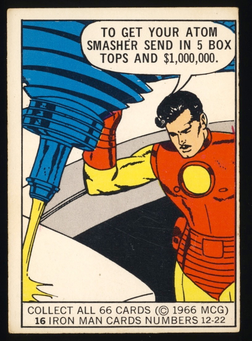 1966 MARVEL SUPER-HEROES Trading Card #16 IRON MAN Donruss MARVELMANIA ...