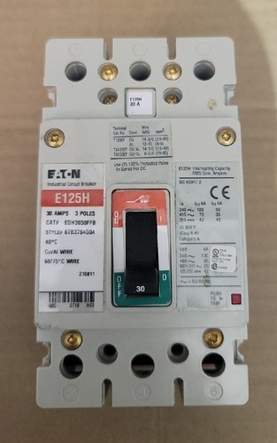 EATON CUTLER HAMMER EGH3030FFB 65k rated E125H 30A 3 Pole Circuit ...