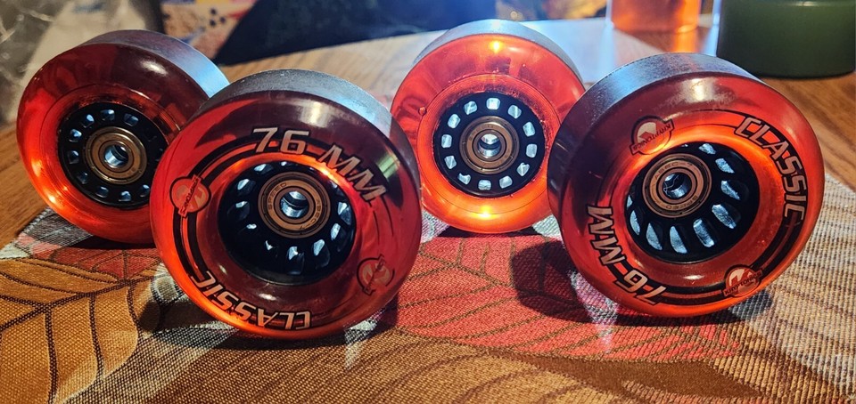 Kryptonics "Classic" 76mm Clear Red Offset Skateboard Wheels wABEC-7 ...