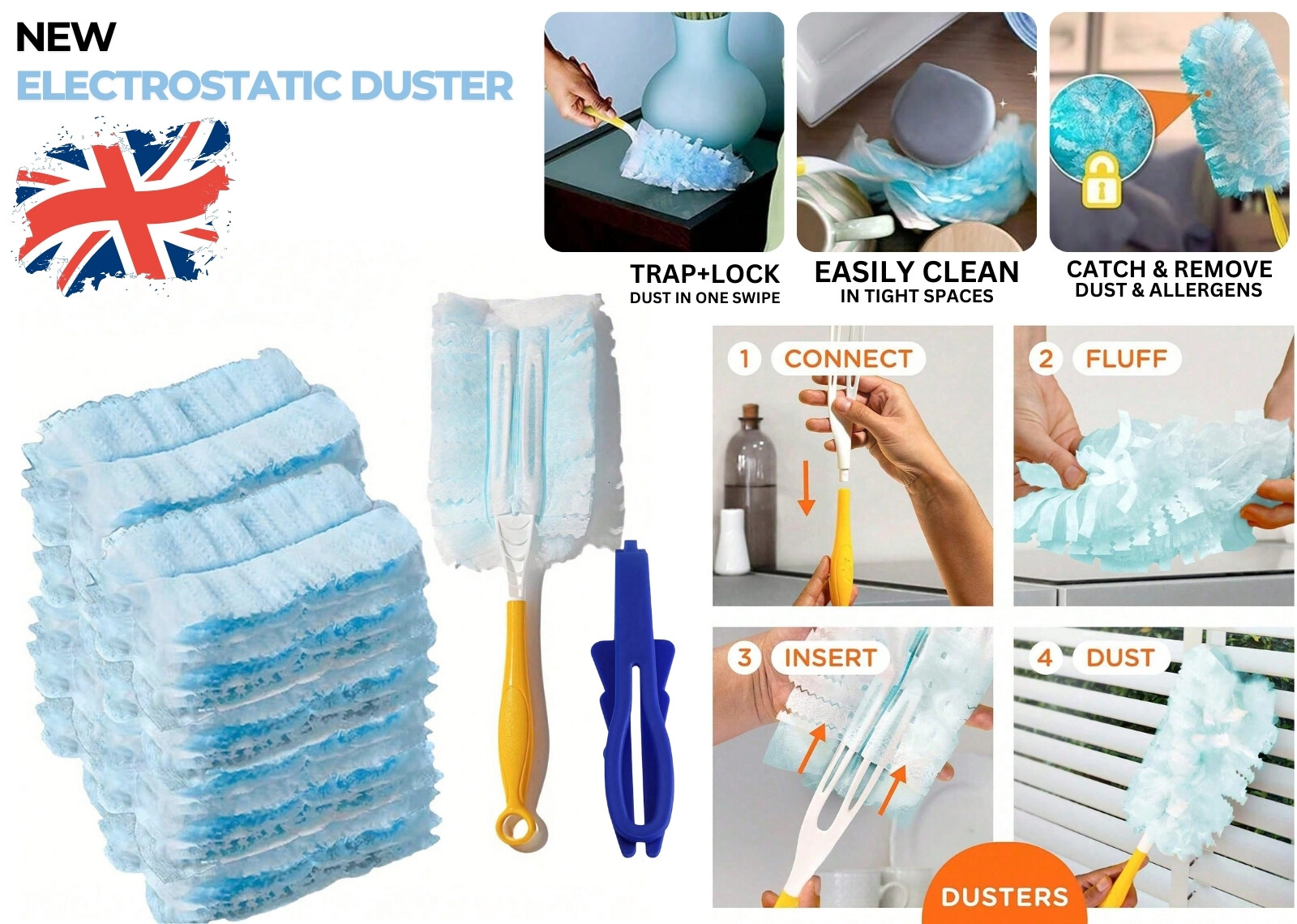 10PCS FLUFFY DUSTER REFILLS FLASH DUST MAGNET DISPOSABLE DUSTER HEADS ...