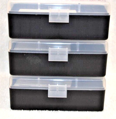 3 x BERRY'S PLASTIC AMMO BOX, CLEAR/BLACK 100 Round 357/38 - | eBay