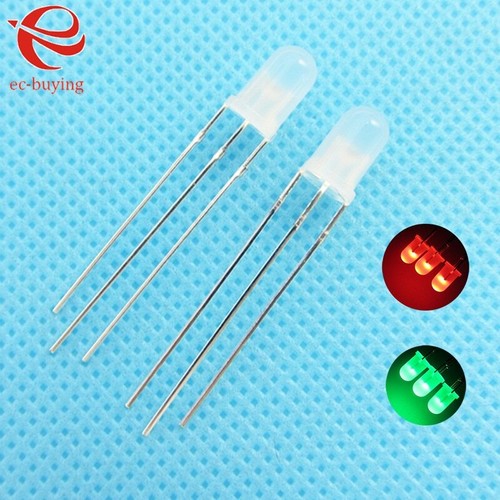 100pcs F3 3mm LED Bi-Color Diffused Red Green Anode Round Light ...