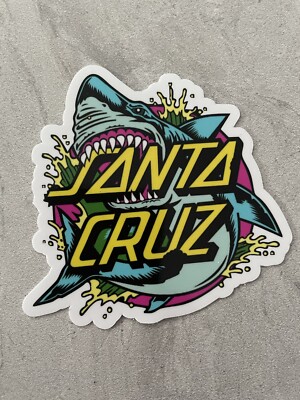 Santa Cruz Skateboard Sticker Decal Waterproof Vinyl 3.5” Shark Blue ...