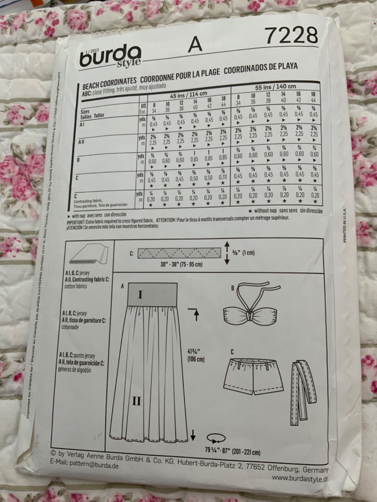 Burda Pattern 7228 Swimsuit Pants Dress Beachwear Uncut Sz 8 10 12 14 ...