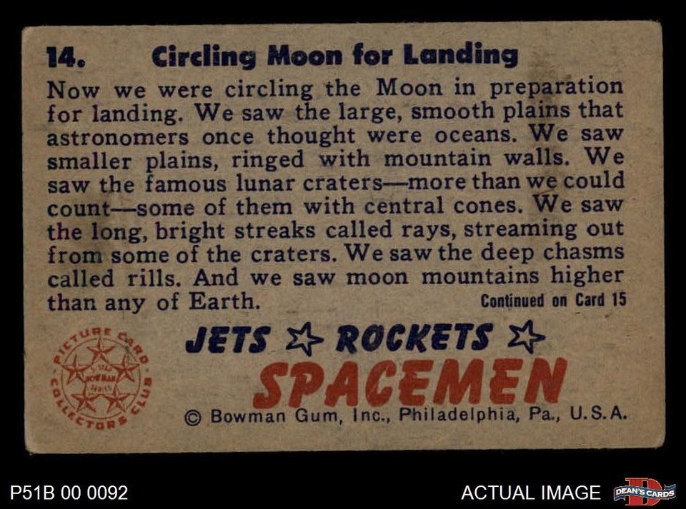 1951 Bowman Jets Rockets and Spacemen #14 Circling Moon for Landing 1.5 ...