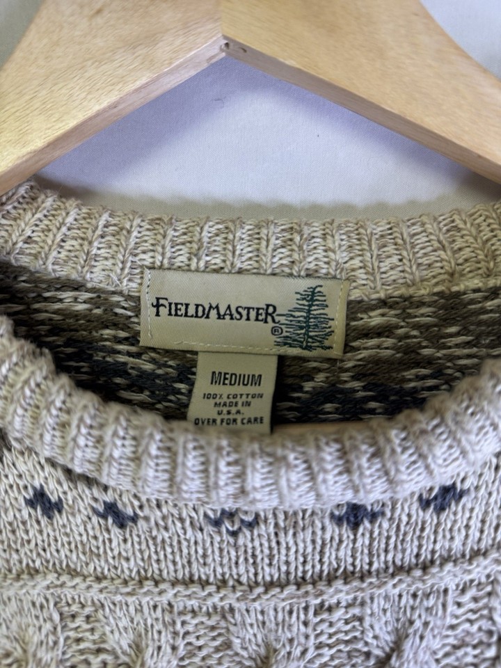 Fieldmaster Vintage Nordic Fair Isle Knit Sweater Mens M USA Made 100% ...