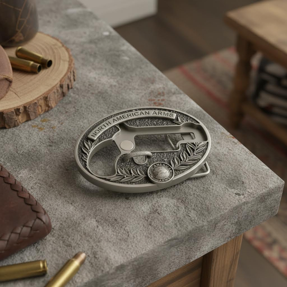 North American Arms Mini Revolver 22LR Oval Belt Buckle – Silver Fits 1 ...