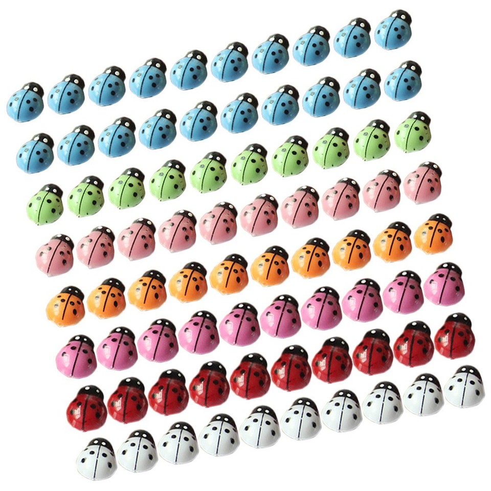 80 Pcs Mini Ladybugs Plastic Figures Tiny Charms for Crafts Garden ...
