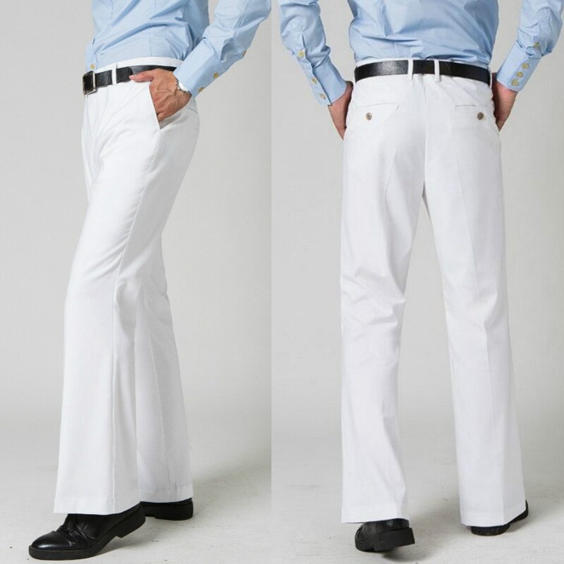 Men Bell Bottom Pants Retro 60/70s Flare Pants Business Wide Men Bell Bottom Pants Retro 60/70s Flare Pants Business Wide