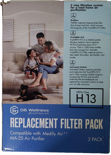 G6 Wellness H13 HEPA 2-Pack Replacement Filter Set Compatible with MA ...